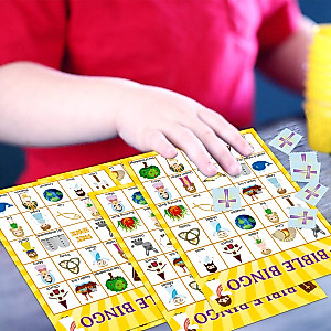 Fancy Land Bible Bingo Game for Vacation Bible School 24 Players for Kids Christian Sunday Church
