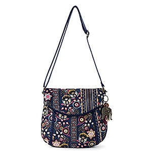 Sakroots Foldover Bag in Eco-Twill, Multifunctional Purse with Adjustable Strap & Zipper Pockets, Sustainable & Durable Design, Navy Tapestry World