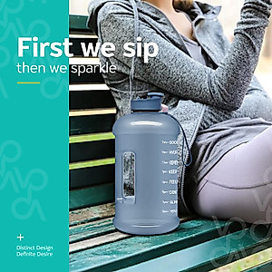 Venture Pal Large 128oz Leakproof BPA Free Fitness Sports Water Bottle with Motivational Time Marker to Ensure You Drink Enough Water Throughout The Day-1 Gallon-Green/Pink/Purple Gradient