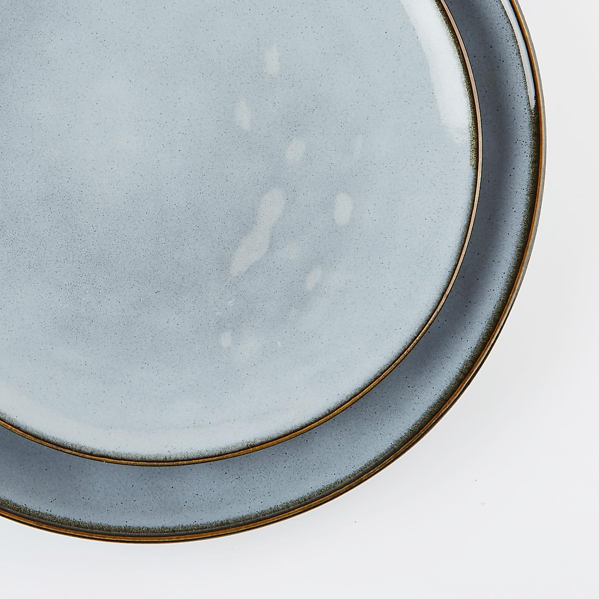 Famiware Dinnerware Sets for 4, Ocean Round 12-Piece Kitchen Plates and Bowls Sets, Reactive Glaze, Microwave and Dishwasher Safe, Scratch Resistant, Blue