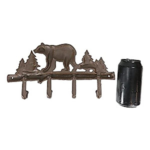 Ebros Gift Cast Iron 11.75" Long Rustic Forest Black Bear Strolling by Pine Trees Forest 4-Pegs Wall Hook Western Bears Hunting Cabin Lodge Country for Coat Hat Clothing Leash Keys (1)