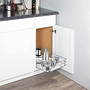 YOUEON Pull Out Cabinet Organizer, 16.5 x 12.5 x 3.2 Inch Cabinet Pull Out Shelves, Heavy Duty Pull Out Drawers for Kitchen, Bathroom, Requires at Least a 13 Inch Cabinet Opening, Chrome Finish