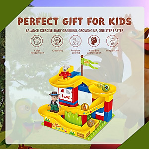 La Granja de Zenon Marble Run Building Blocks Set for Kids Big Bricks Track Maze STEM Toy Race Track Compatible with All Major Brands with 4 Marbles Balls for Boys Girls Toddlers Ages 3 4-8+ (50 PCS)