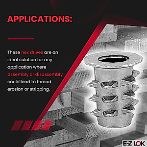 E-Z LOK - 901032-13 E-Z Lok Threaded Insert, Zinc, Hex-Flanged, #10-32 Internal Threads, 13mm Length (Pack of 50)