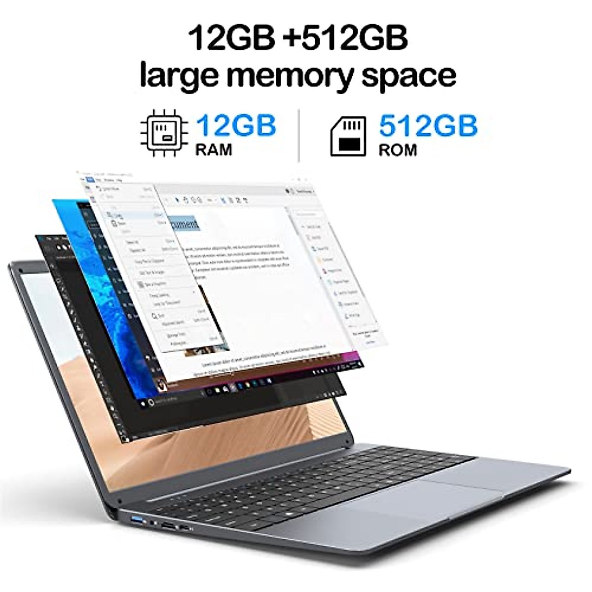 MELIUNA Laptop 15.6 Inch, 12GB DDR4 512GB SSD, Intel Celeron N5095(4M Cache, up to 2.9 GHz), Windows 11 Laptops Computer with USB Type-C, IPS FHD 1080P Display, 5G/2.4Ghz WiFi, USB3.0, Bluetooth 4.2