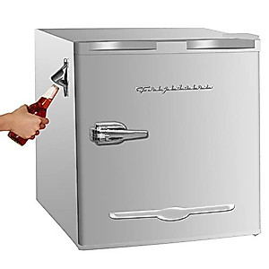 Frigidaire EFR176-MOONBM 1.6 cu ft Moonbeam Retro Fridge with Side Bottle Opener. for The Office, Dorm Room or Cabin