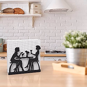 Decorelax Metal Napkin Holder for Home Kitchen Restaurant Picnic - Women Theme Tabletop Paper Organizer Upright Tissue Dispenser (Black)