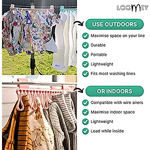 Loomey Plastic Laundry Dryer Hanger Clips, Perfect for Socks, Underwear, Modern Nappies, Baby and Small Clothes, Durable Sturdy Grip Slip Resistant Drying Clothesline pegs(2X17 Pins) - Mint