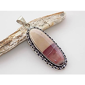 Mookaite Pendant, Birthday Gift Jewelry, Designer Pendant, Silver Plated Pendant, Handmade Pendant Jewelry, Boho Jewelry