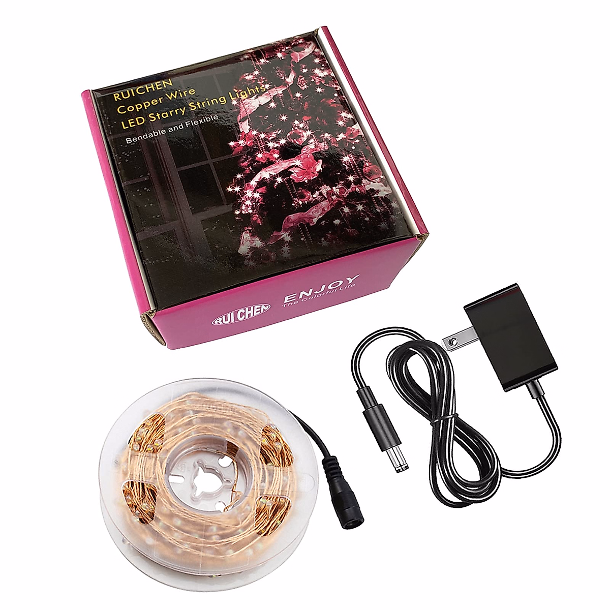 RUICHEN Fairy Lights Plug in, 33 Ft 100 LED Copper Wire Lights with Spool, Waterproof Starry String Lights for Bedroom, Patio, Garden, Party, Wedding, Christmas and More (Warm White)