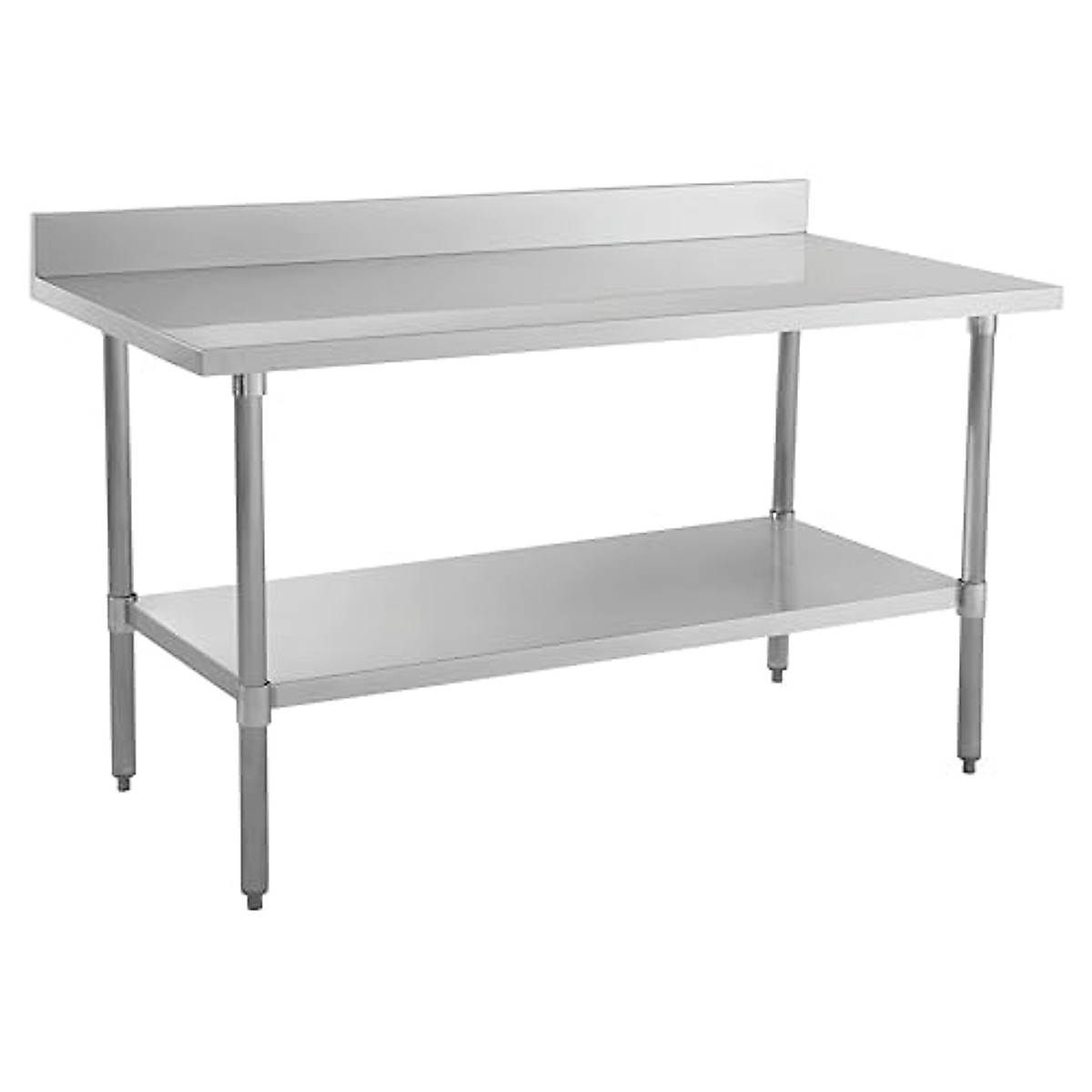Kratos Stainless Steel Kitchen Prep Table 48"x24" with Backsplash and Undershelf, NSF Worktable for Restaurants - 18ga/430SS (28W-033)