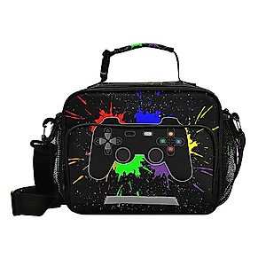 Cool Game Controller Lunch Bag for Women Men Video Joysticks Gamepad Insulated Cooler Tote Bag with Adjustable Shoulder Strap Large Capacity Reusable Leakproof Picnic Lunch Box Outdoor for Adult Offic