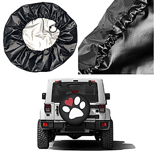 Delerain Dog Paw Print Spare Tire Cover for RV Trailer SUV Truck and Many Vehicle, Wheel Covers Sun Protector Waterproof (15 Inch for Diameter 27"-29")