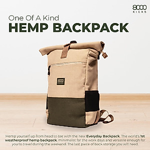 8000Kicks Everyday Hemp Backpack - Lightweight and Weatherproof Backpack for Work and Travel with Anti-theft pocket and Spacious Interior (Navy)