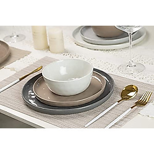 Famiware Mars Plates and Bowls Set, 12 Pieces Dinnerware Sets, Dishes Set for 4, Multi-color