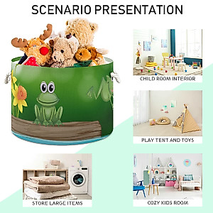 Two Green Frogs Pond Large Storage Basket for Toys Storage Bin Box Kids Laundry Hamper for Nursery Clothes, Toys, Books, Home Decor