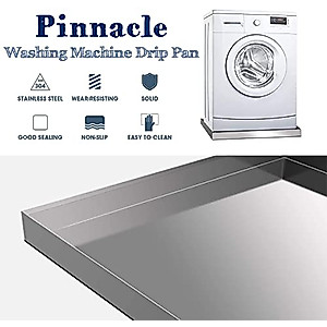 Pinnacle Woodcrafts 20.5 inches x 24 inches Stainless Steel Washing Machine Drip Pan: No-Rust Avoid Water Damage & Mold – Washing Machine tray with Custom Sizes – Welded Corners