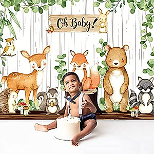 Woodland Baby Shower Backdrop Banner - Baby Shower Decorations For Boy & Girl, Large Fabric Safari Jungle Animal Theme Birthday Party Supply, Woodland Creature Forest Background Decor 72.8 x 43.3 Inch