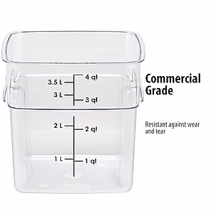 Cambro FreshPro 4Qt Food Storage Container in Clear for Industrial and Kitchen Use, Pantry Organization and Food Freshness