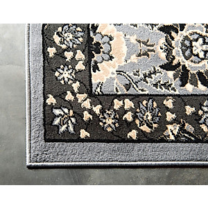 Unique Loom Espahan Collection Area Rug - Cape Cod (8'x 10' Rectangle, Dark Gray/ Black)