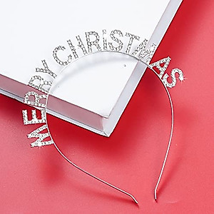 Hmxpls Merry Christmas Headband, Christmas Tiara for Women, Xmas Hair Accessories with Rhinestone for Girls