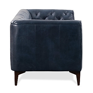 POLY & BARK Essex Sofa in Full-Grain Semi-Aniline Italian Tanned Leather in Midnight Blue