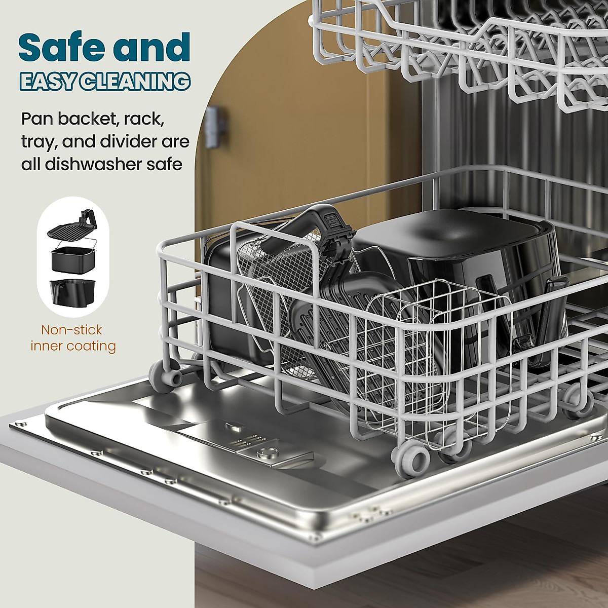 Nuwave Brio 10-in-1 Air Fryer, 6 QT Airfryer Capacity with Smart Probe, Roast Grill Bake for Fast Meals, One-Touch Digital Controls, Powerful 1800W Fryer, 100 Recipes, Removable Divider & Grill Pan