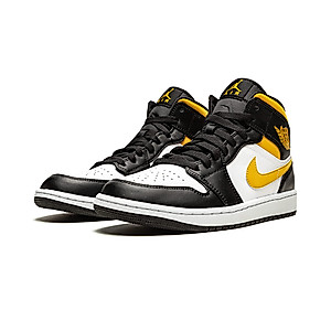 Nike Men's Air Jordan 1 Mid White/Pollen/Black, White/Pollen Rise/Black, 8.5