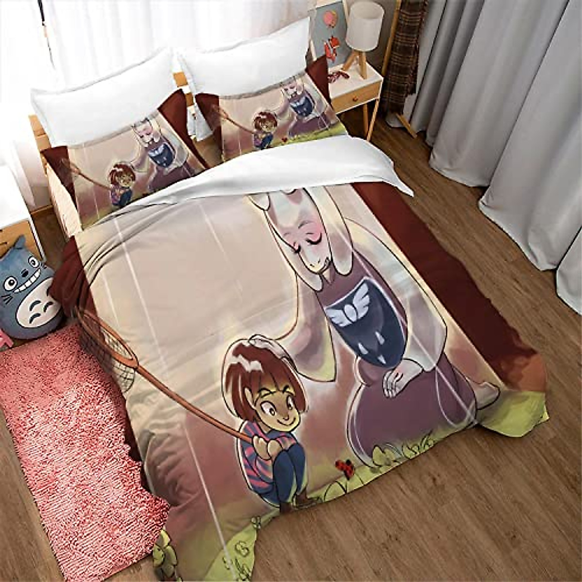 AKARDO Under Legend Tales Game Sans Frisk Duvet Covers, Soft Microfiber Washed Duvet Cover Set 3 Pieces with Zipper Closure,Beding Set (05,Twin (68"x86"))