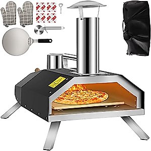 VEVOR Portable Pizza Oven, 12" Pellet Pizza Oven, Stainless Steel Pizza Oven Outdoor, Wood Burning Pizza Oven w/Foldable Feet Portable Wood Oven w/Complete Accessories & Pizza Bag for Outdoor Cooking