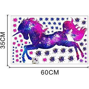 Gusuhome Unicorn Wall Stickers for Girls Bedroom Galaxy Unicorn Wall Decal Stickers for Kids Removable Wallpaper Decals Art for Children Bedrooms Nursery Christmas Birthday Party Decoration