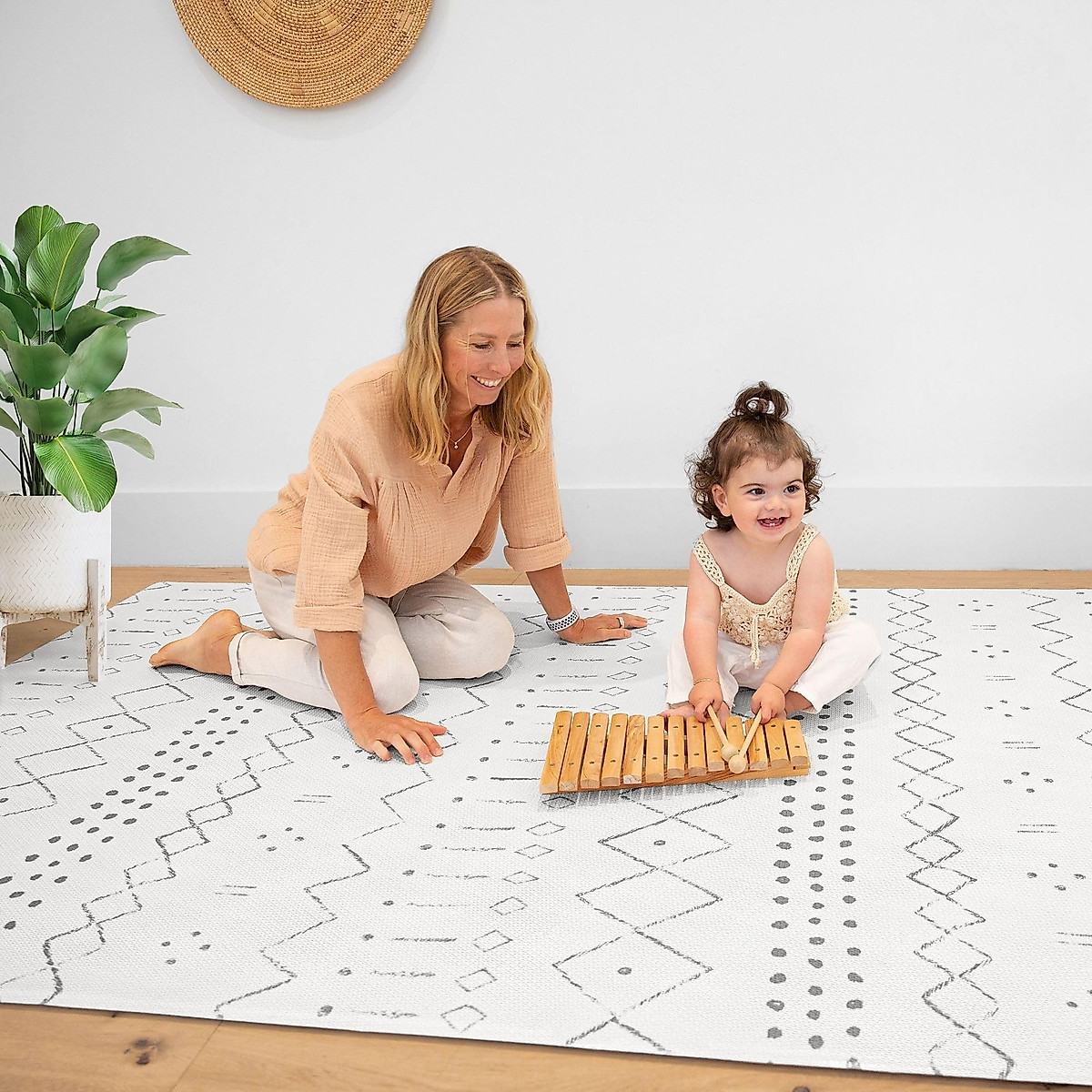 Lillefolk Stylish Baby Play Mat for Floor - Reversible Foam Play Mat as Baby Crawling Mat - Foam Baby Mat for Floor Play Mats - Babies & Toddlers Non Toxic Play Mat Baby Tummy Time Mat 6.9ft x 4.6ft