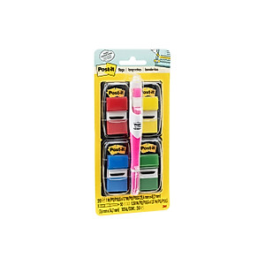 Post-it Flags Value Pack, 50/Dispenser, 4 Dispensers/Pack, 1 in Wide, Assorted Colors, Includes FREE Flags + Highlighter (680-RYBGVA)