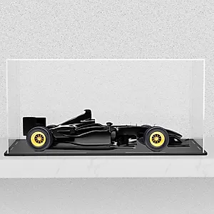 SVENJBB Acrylic Display Case, 13x6.7x6.3 Inch Cube, Clear Acrylic Boxes with Matte Black Base for 1:18 Scale Diecast Model Car