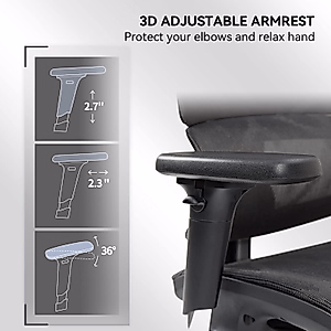 SIHOO Ergonomic Office Chair - High Back Desk Chair with Lumbar Support, 3D Armrest and Adjustable Height Backrest Thick Seat Cushion Breathable Mesh Computer Chair (Black)