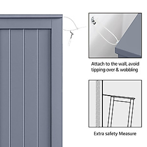 Yaheetech Large Bathroom Floor Cabinet with 4 Dawers and Single Door Cabinet, Freestanding Storage Cabinet for Living Room Kitchen Hallway, Gray