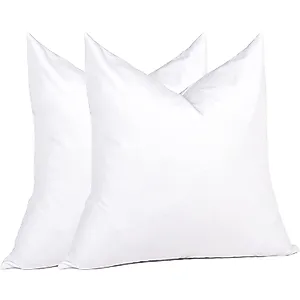 Euro Pillow Inserts 24 x 24 (Pack of 2, White), Down Feather Pillow Stuffer, Premium White Pillows for Bed, Couch, and Cushion