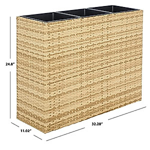 SAFAVIEH Outdoor Collection Rita Natural Woven Rectangular Flower Rack