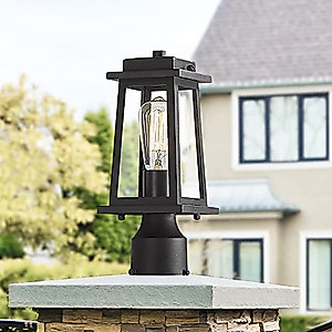 Maleoi Outdoor Post Lights with Pier Mount Base, Porch Post Lighting Fixture, Outdoor Post Lantern, Porch Pillar Lights for Yard, Garden, Patio, Pathway (Black, 1 Pack)