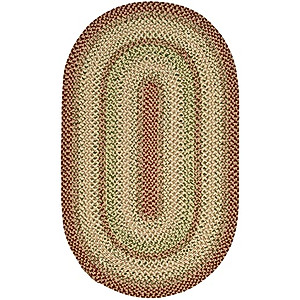 SAFAVIEH Braided Collection 4' x 6' Oval Rust / Multi BRD303A Handmade Country Cottage Reversible Area Rug
