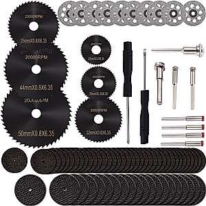 Cutting Discs Wheel Set for Dremel Rotary Tool Accessories, HSS Circular Saw Blades Diamond Resin Cutting Wheel Kit with 1/8" Mandrels for Wood Plastic Metal Cutting