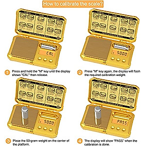 MAXUS Steampunk Digital Scale 200g x 0.01g Precision with 50g Calibration Weight. Golden, Skull-Embossed, Backlit LCD, Stainless Steel Platform for Food or Items.