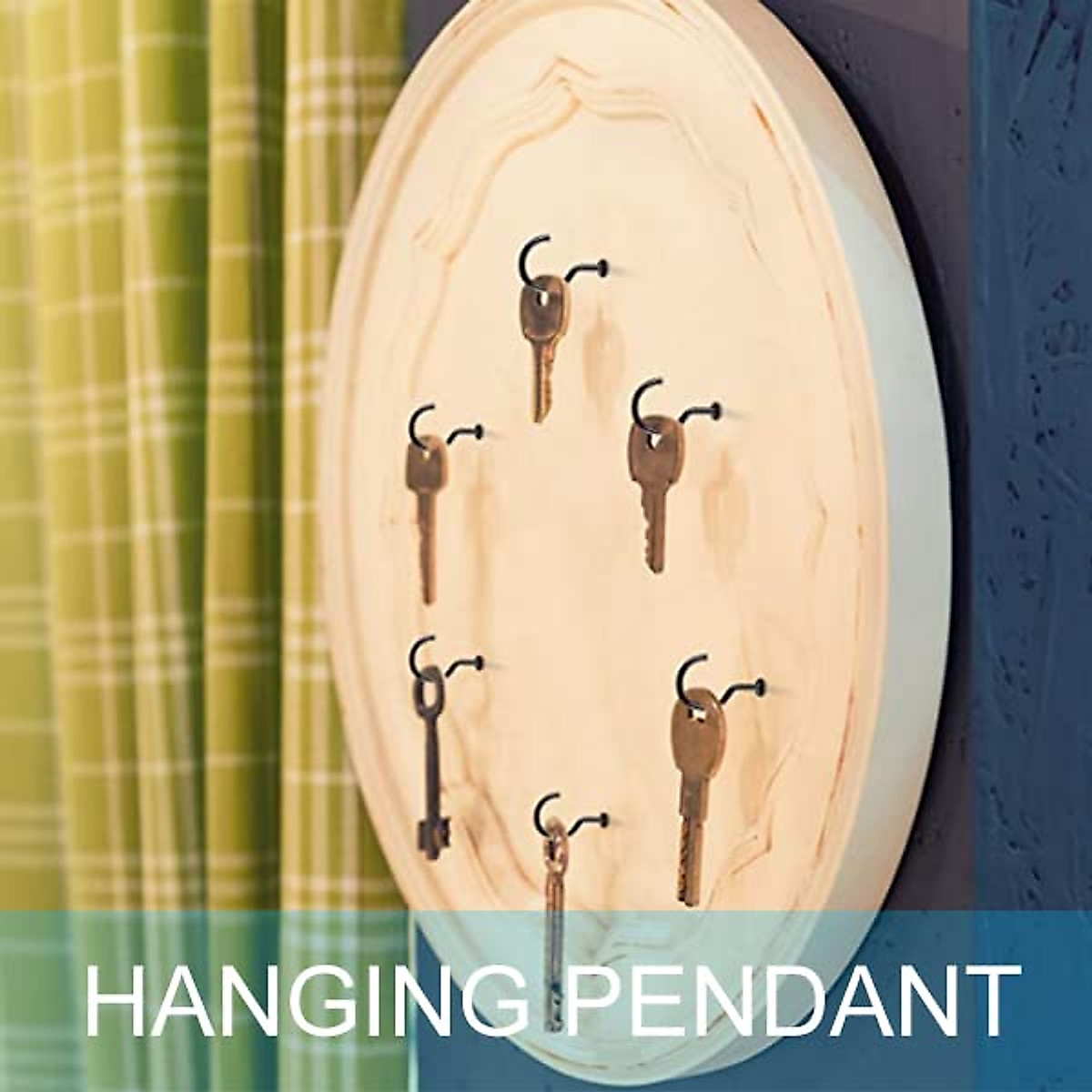 ECKJ 20 Pcs Metal Cup Hooks 1-1/4 Inch Screw-in Hook, Mug Hooks, Heavy Duty Ceiling Hooks for Hanging Plants, Christmas Light, Jewelry, Wind Chimes, Kitchen Hooks Under Shelf, Zinc Plated Black