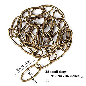 OOTSR Metal Ceiling Hook, Heavy Duty Ceiling Hook and Chain Extension for Hanging Plants/Chandeliers/Clothes/Indoor & Outdoor Use, Antique Brass Color, 36 inches Chain