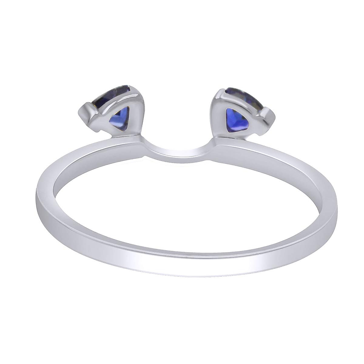 AFFY Triangle Shape Simulated Blue Sapphire Wrap Enhancer Guard Ring in 14k White Gold Ring Size-6