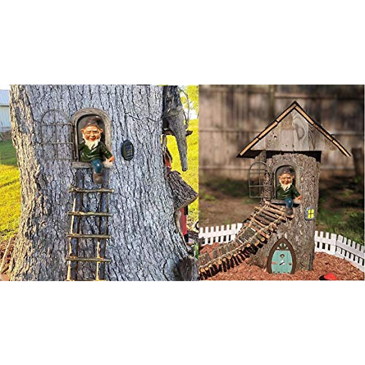 Garden Gnome Statue, Elf Out The Door Tree Hugger, Funny Garden Tree Decoration, Patio Yard Lawn Porch Decoration (Green)