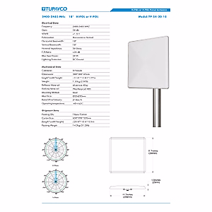 Tupavco TP511 WiFi Panel Antenna 2.4GHz (20dBi) Outdoor Directional (2400-2483 MHz) Wireless Network Signal (Pole Mast Mount) Weatherproof High-Gain Long Distance Range (N-Female Connector)