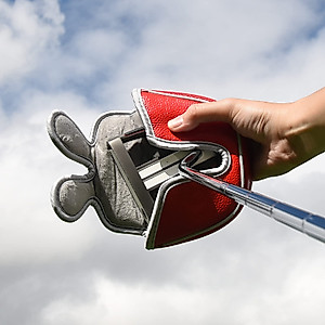 BIG TEETH Golf Head Covers Mallet Putter Cover Fit for Odessey Backstryke Center Shaft Putter (Red)