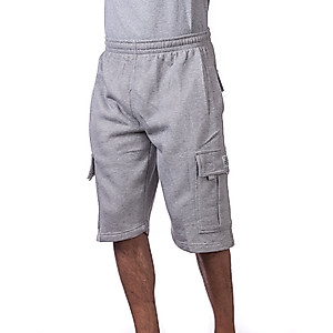 Pro Club Men's Fleece Cargo Short, Heather Gray, 3X-Large