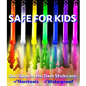 PartySticks Glow Sticks Party Supplies for Kids and Adults (25pk Assorted) - 6 Inch Bulk Glow Light Up Sticks Party Favors, Glow in the Dark Party Decorations, Waterproof Nontoxic Glow Necklaces